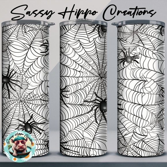 Sassy Hippo Creations | Dining | Skinny Tumbler Black Widow Spider Webs ...